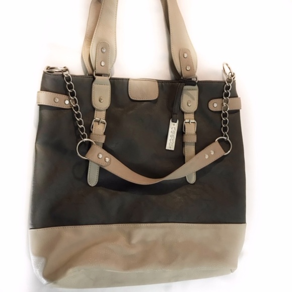 Cesca | Bags | Cesca Tan And Brown Shoulder Bag | Poshmark